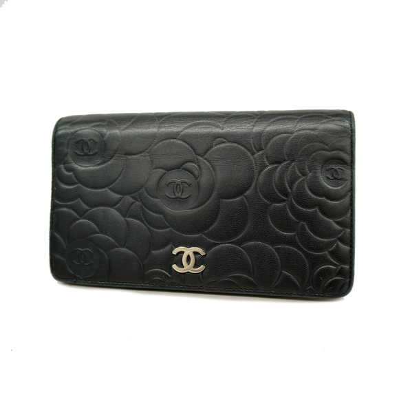 CHANEL | Bags | Chanelauth Camellia Bifold Long Wallet With Silver ...